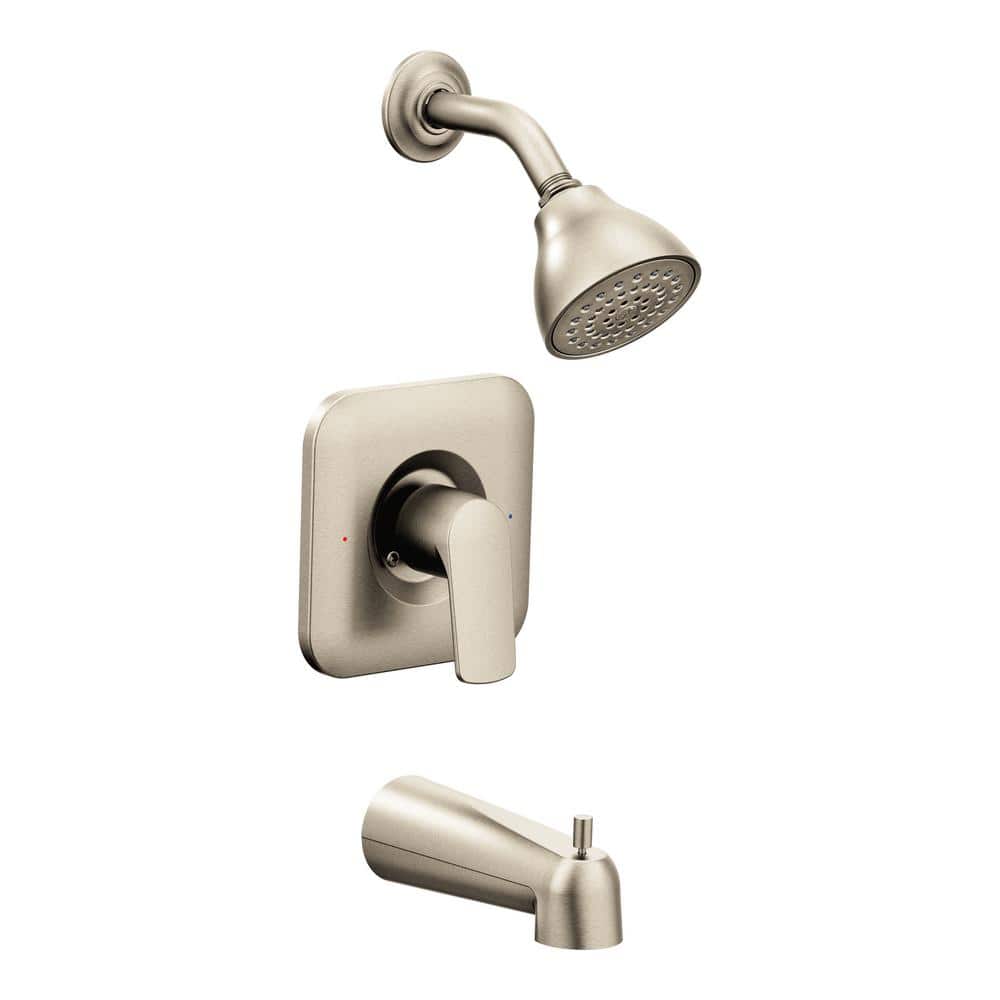 MOEN Rizon Single-Handle 1-Spray Posi-Temp Eco-Performance Tub and Shower Faucet Trim in Brushed ...