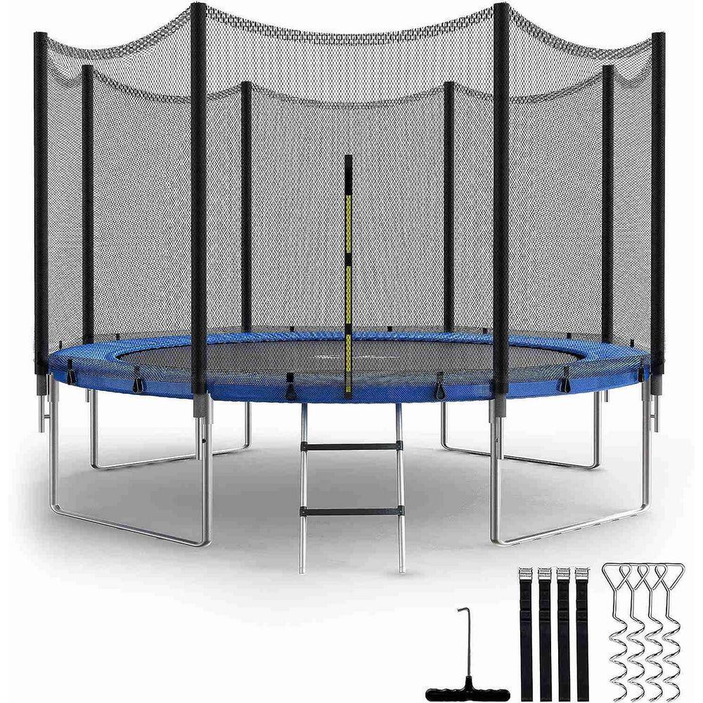 HOTEBIKE 12 ft. Blue Simple Deluxe Recreational Trampoline with ...
