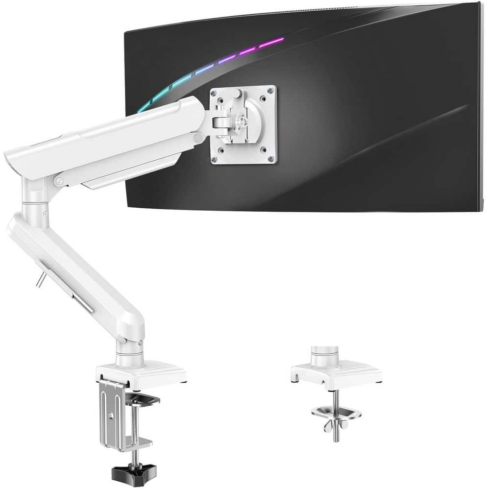 BIBIVIS White 13-32 in. Single Monitor Desk Mount Adjustable Gas Spring ...