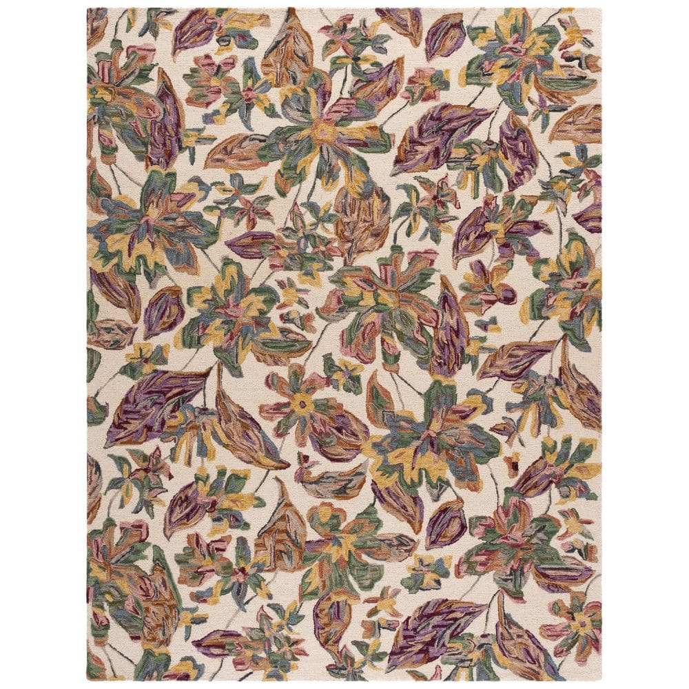 SAFAVIEH Blossom 8 ft. x 10 ft. Ivory/Plum Floral Oversized Area Rug ...