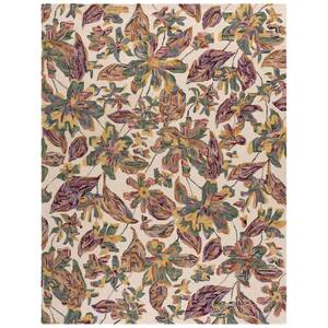 SAFAVIEH Blossom 6 ft. x 6 ft. Ivory/Plum Floral Oversized Square Area ...