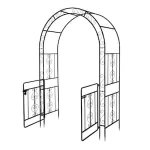 Oyezvary 86.61 in. x 81.49 in. Black Metal Garden Arch Arbor Trellis ...