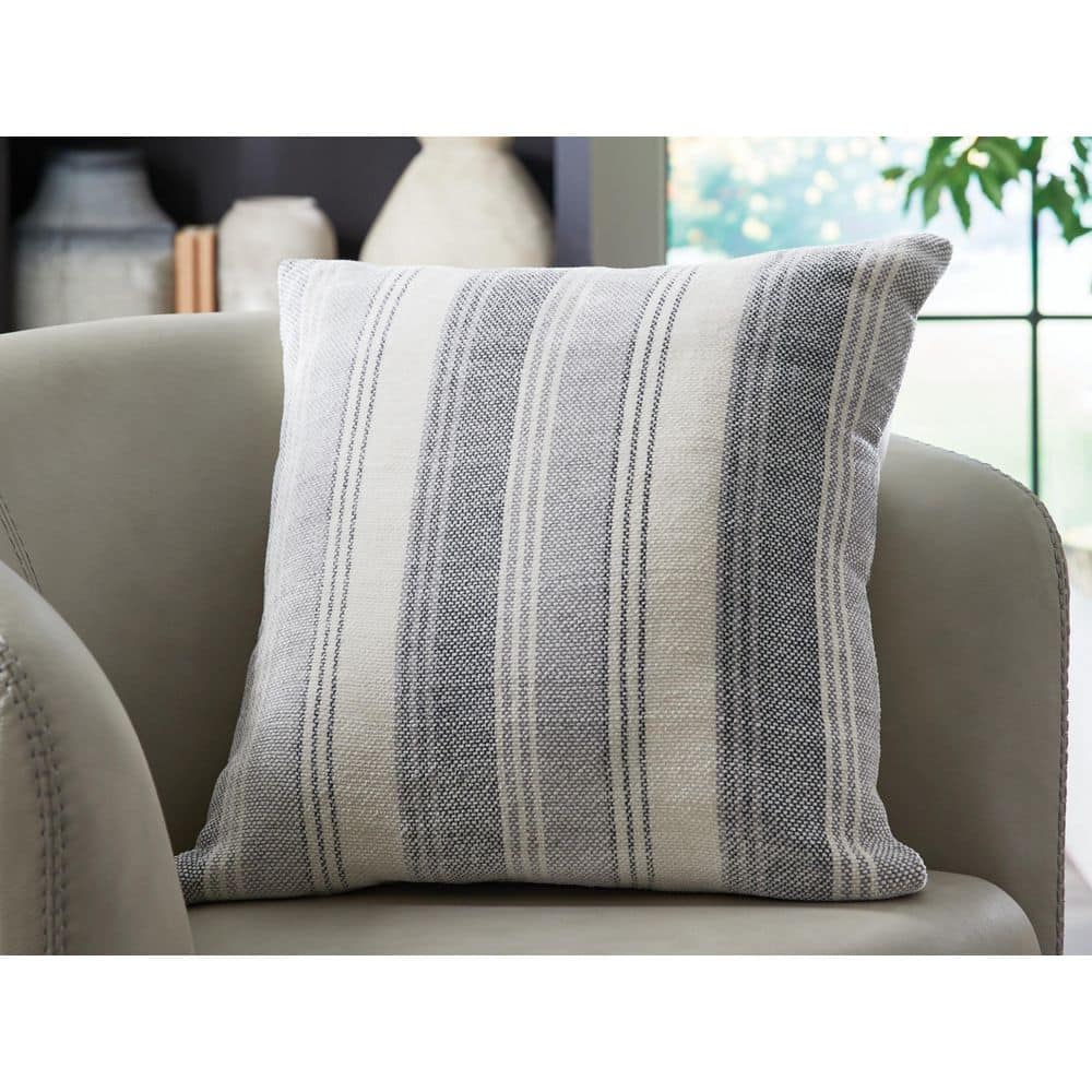 Signature DESIGN BY ASHLEY Adikus Blue/White Striped Polyfiber 20 in. x ...