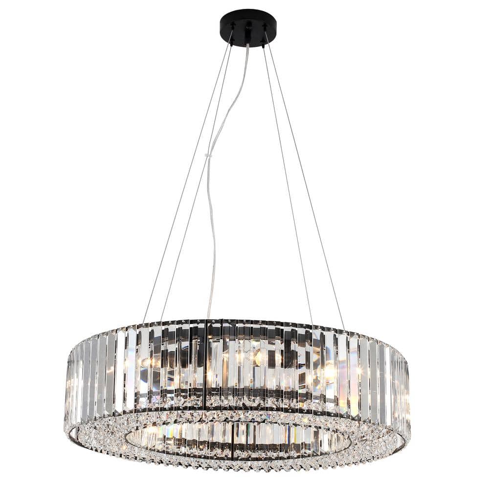 LWYTJO 8-Light Chrome Crystal Modern Chandelier Circle Round Pendant ...