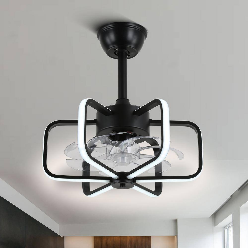 Bella Depot 18 in. Indoor Black Dimmable LED Ceiling Fan with Lights ...