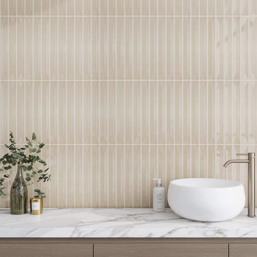 Apollo Tile Horizonte 2 in. x 16 in. Glossy Alabaster Beige Ceramic ...