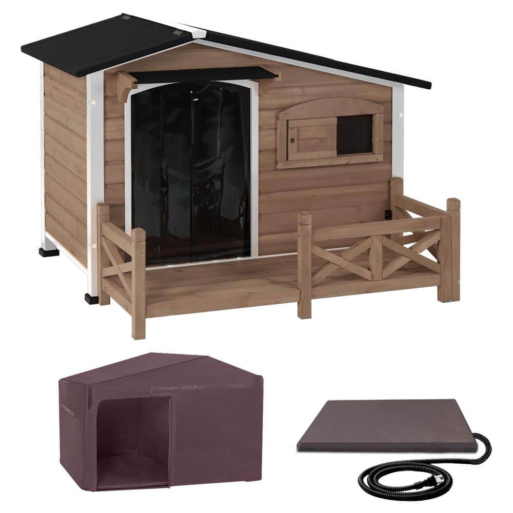 aivituvin 44.6 in. L Outdoor Heated Dog House, Large Dog House with ...