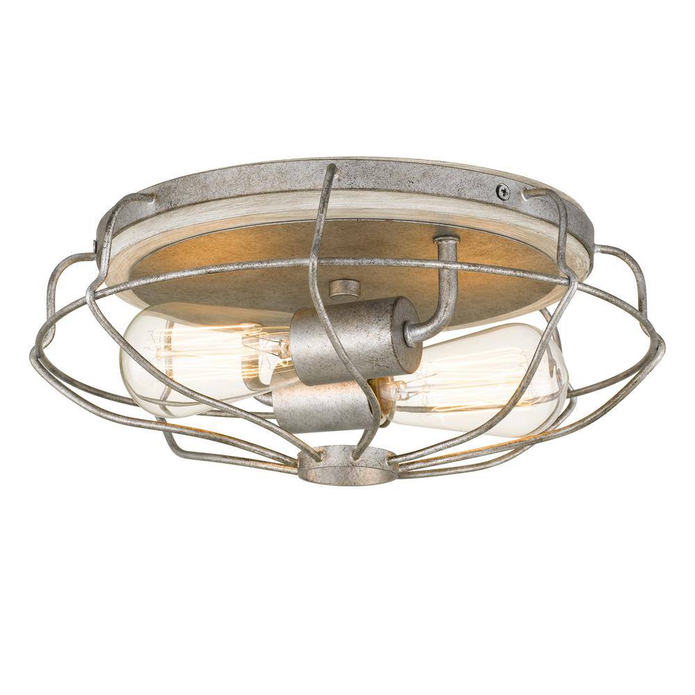 Worldwide Lighting Cyclone 13 in. D x 5.25 in. H 2-Light Galvanized and ...