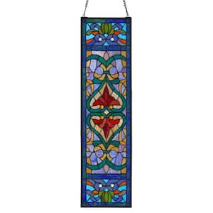 River of Goods Blue Fleur De Lis Stained Glass Pub Window Panel 19826 ...