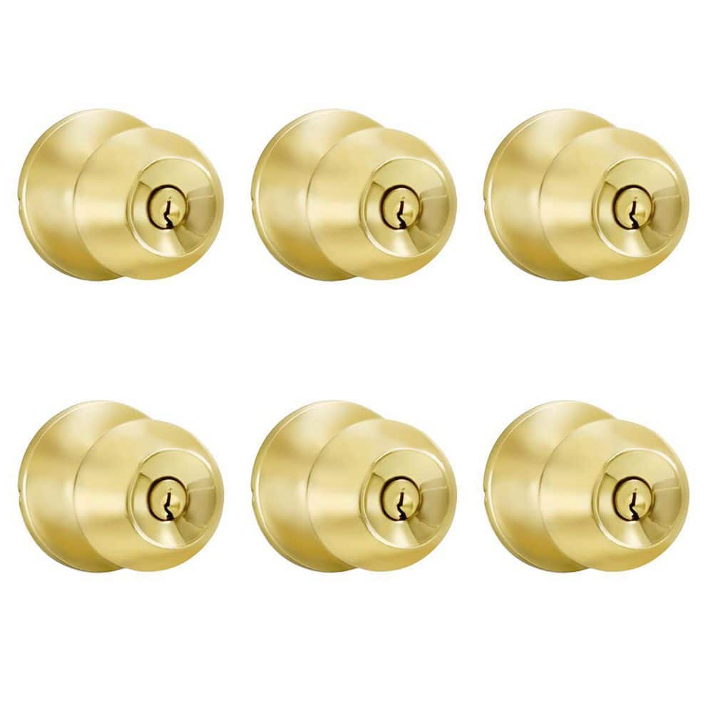 Premier Lock Solid Brass Entry Door Knob with 12 KW1 Keys (6-Pack ...