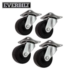 Everbilt 3 in. Black Soft Rubber and Steel Swivel Plate Caster with 175 ...