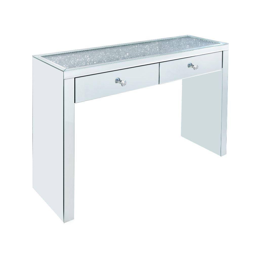 Benjara 47 in. Silver Standard Rectangle Glass Console Table with 2 ...