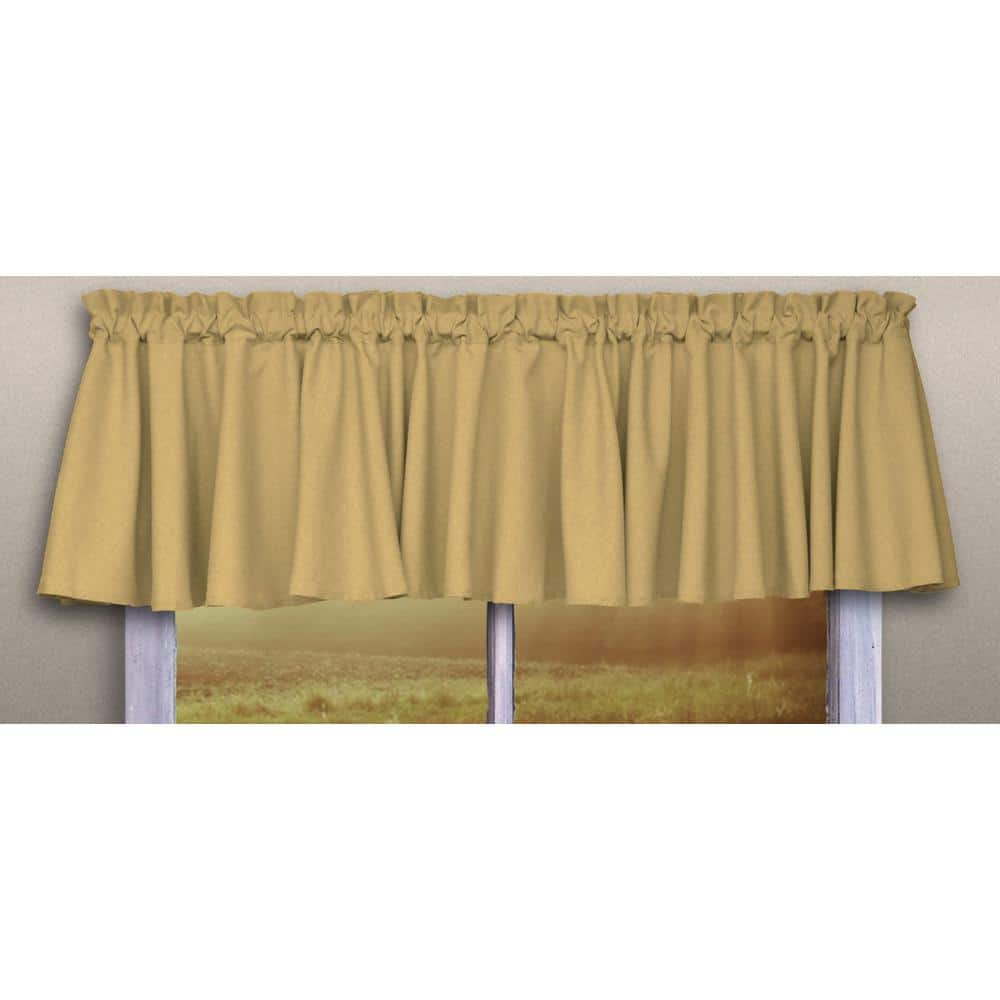 RICARDO Glasgow 84 in. W x 15 in. L Woven Flounce Valance in Gold Leaf ...