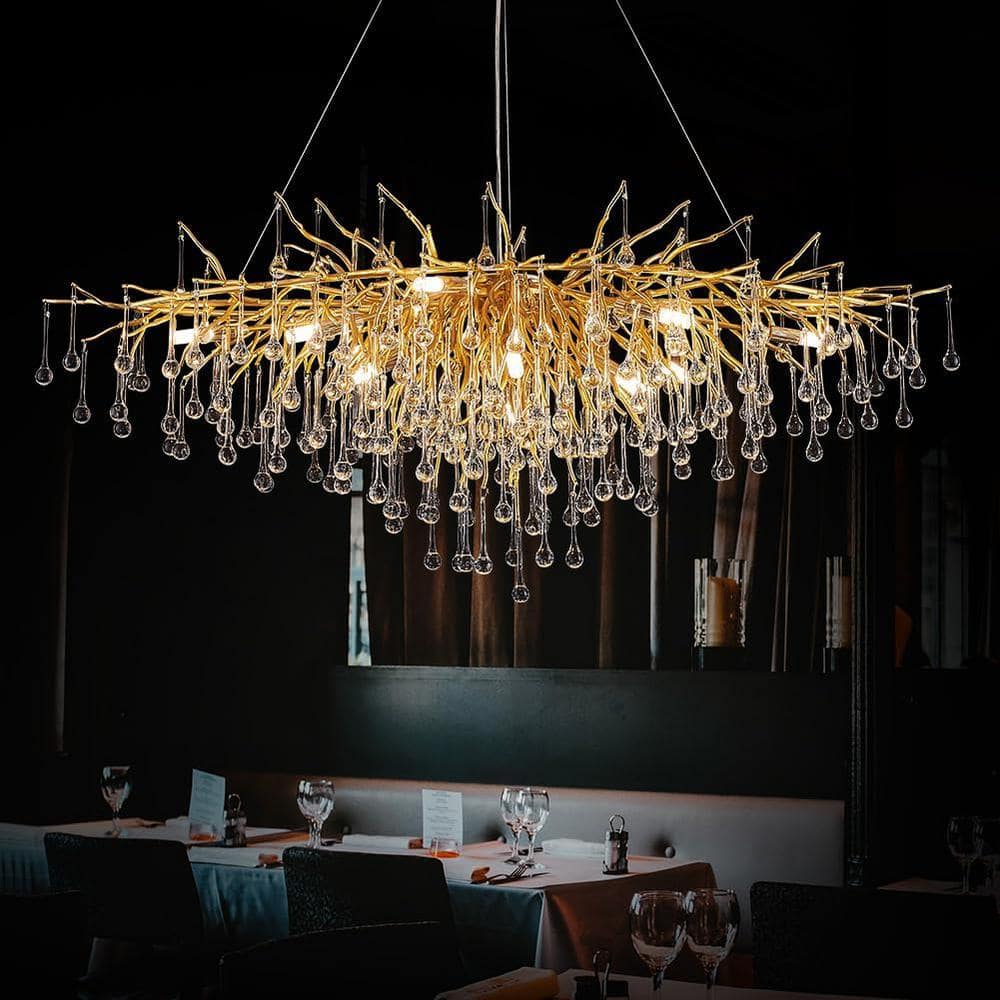 YUYI Modern Chandelier 47 in. 13-Lights Gold Luxury Crystal Globe ...