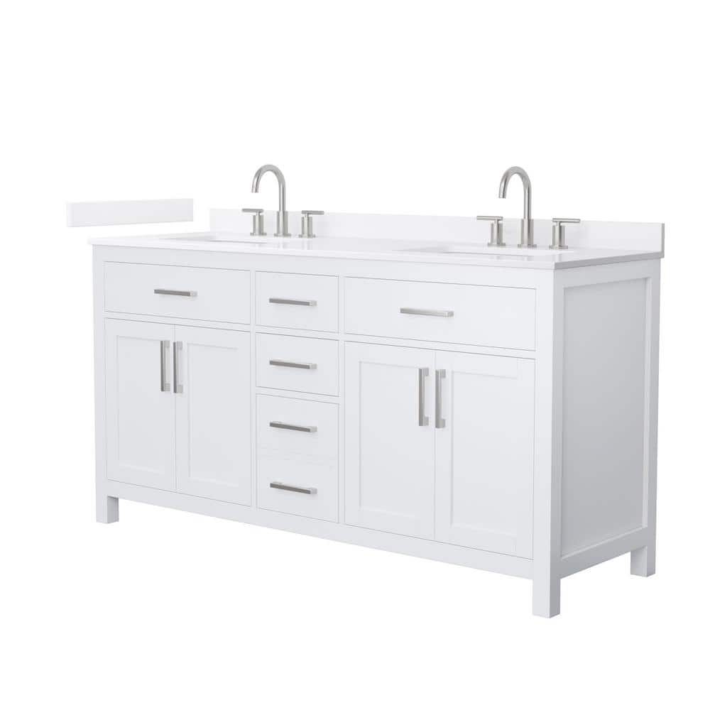 Wyndham Collection Beckett 66 in. Double Freestanding White Bath Vanity ...