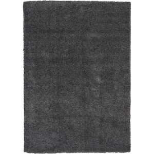 Nourison Malibu Shag Dark Grey 8 ft. x 10 ft. Shag Modern Area Rug ...