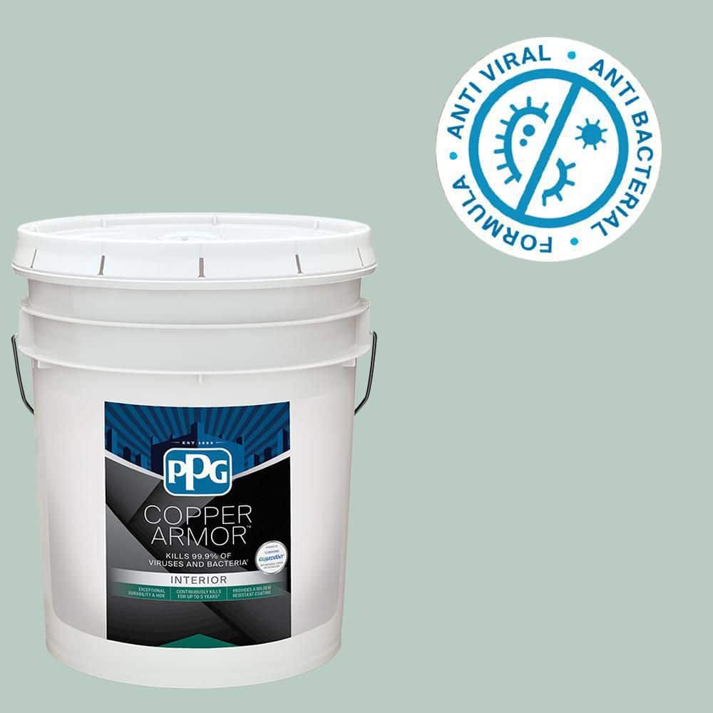 COPPER ARMOR 5 gal. PPG1136-4 Blue Shamrock Semi-Gloss Antiviral and ...