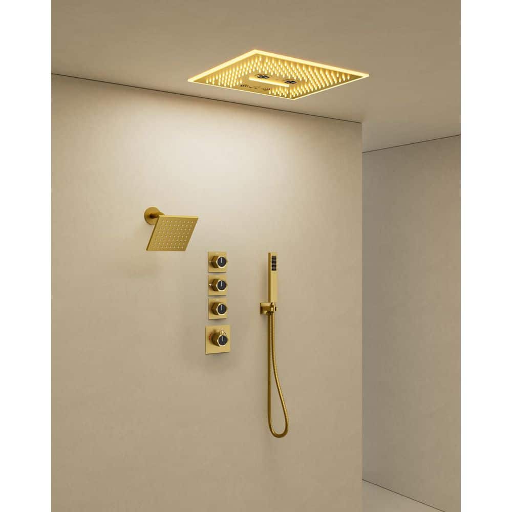 YAWWALK Thermostatic 17-Spray 16 and 6 in. Square LED Mood Lighting ...
