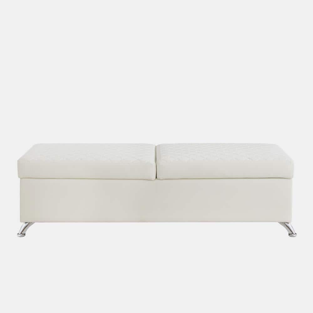 wetiny White 56.7 in. Bedroom Bench with Storage Fabric W1669P147646 ...