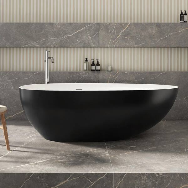 MEDUNJESS Luna 71 in. x 35 in. Stone Resin Solid Surface Flatbottom ...