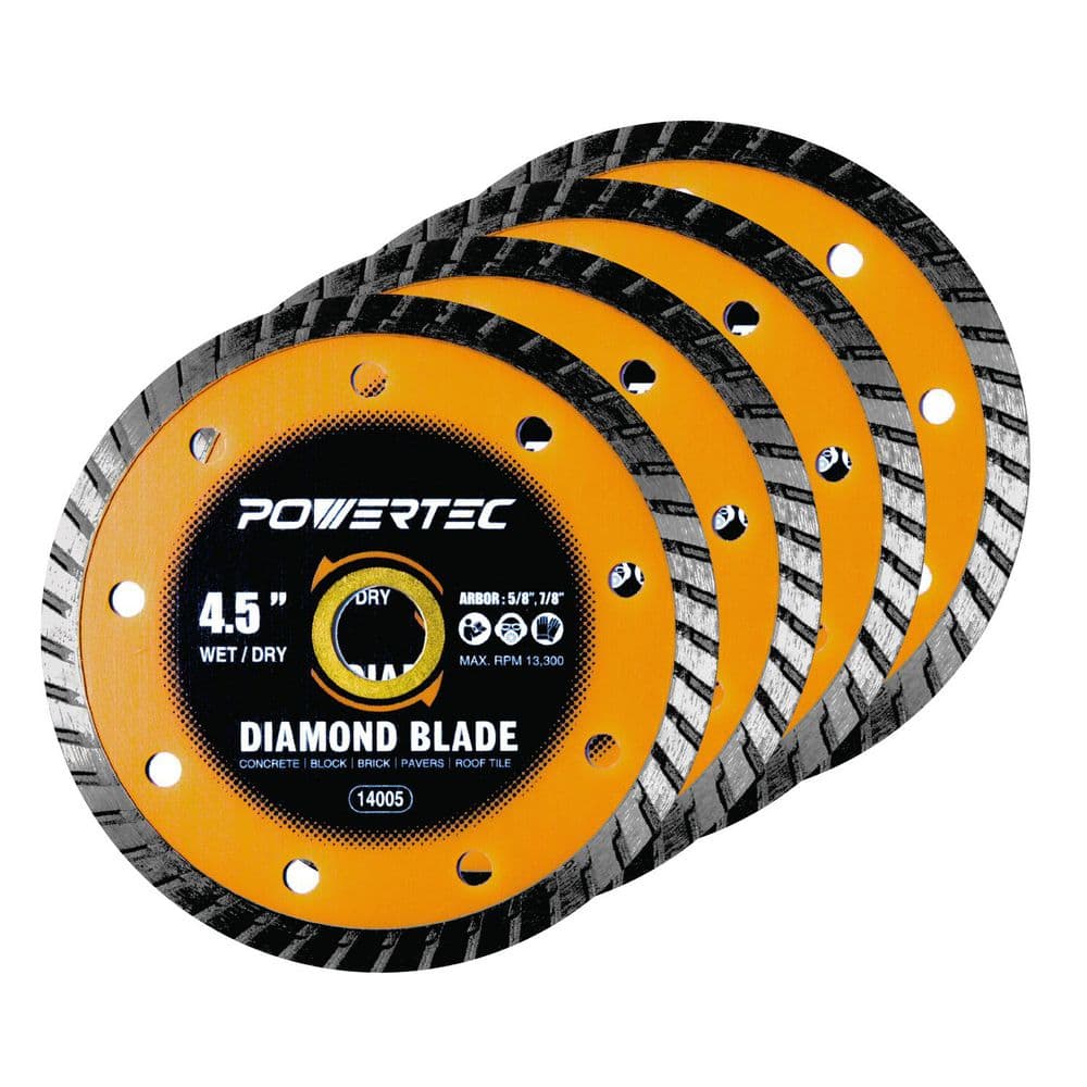 ‎POWERTEC 4-1/2 in. Turbo Rim Diamond Saw Blade for Angle Grinder ...