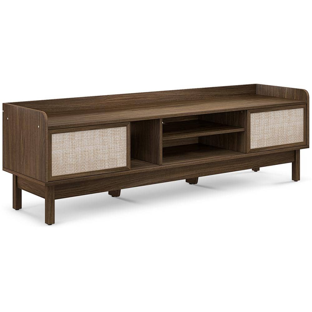 ANGELES HOME 59 in. Walnut TV Stand Entertainment Center Fits TV's up ...
