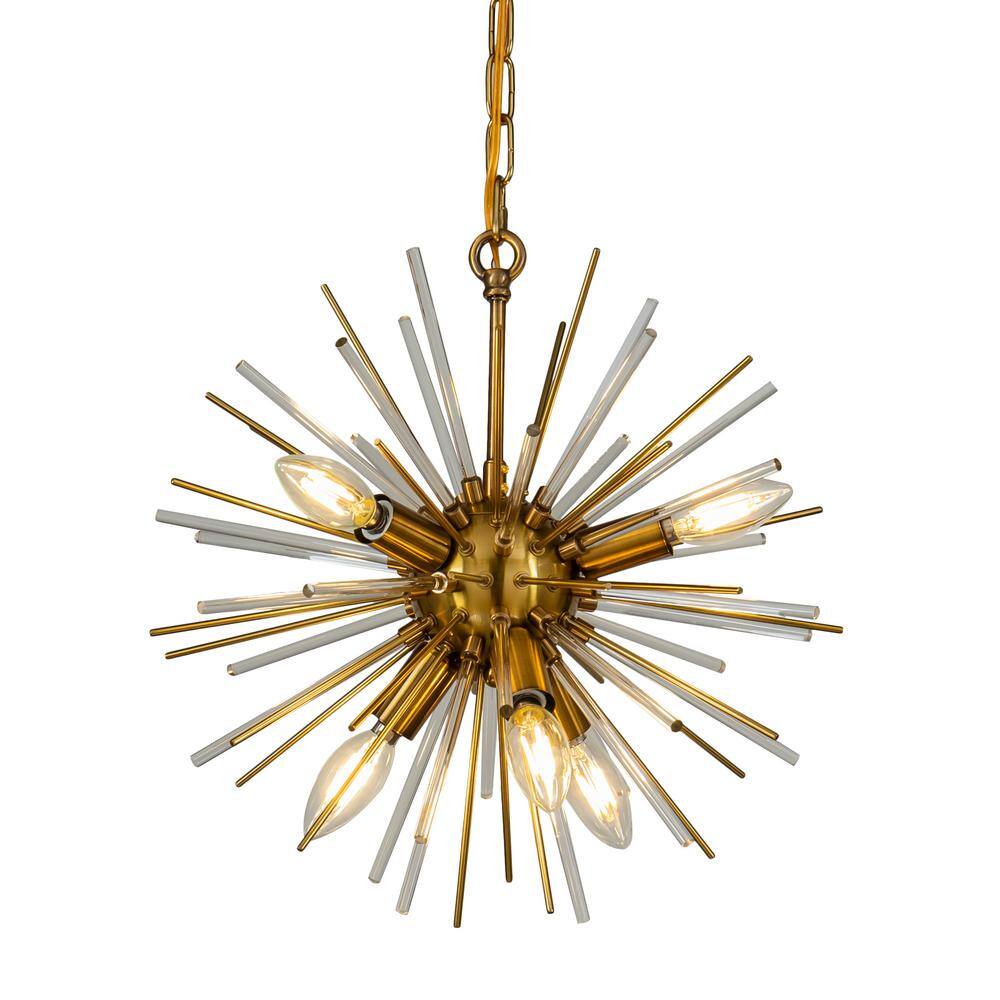 ALOA DECOR 6-Light Modern Gold Sputnik Sphere Chandelier Starburst ...