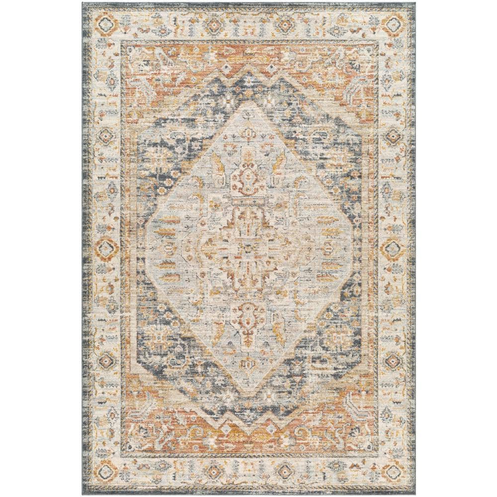Livabliss Beckham Amber/Gray Medallion 5 ft. x 7 ft. Indoor Area Rug ...