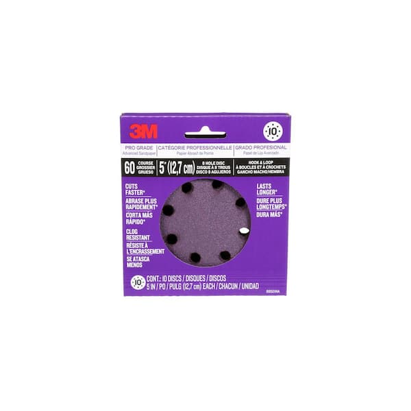 3M Pro Grade Sanding Discs 5 in. x 8 Hole 60 Grit (10-Pack) 88521NA-9-B ...