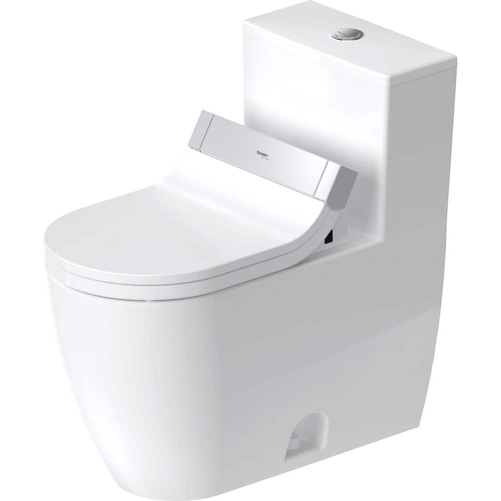 Duravit 1-Piece 1.28 GPF Single Flush Elongated Toilet in White, Seat ...