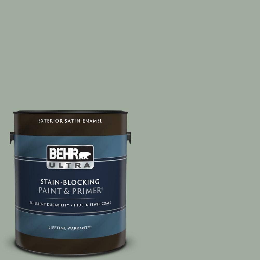 BEHR ULTRA 1 gal. #PPU11-15 Green Balsam Satin Enamel Exterior Paint ...