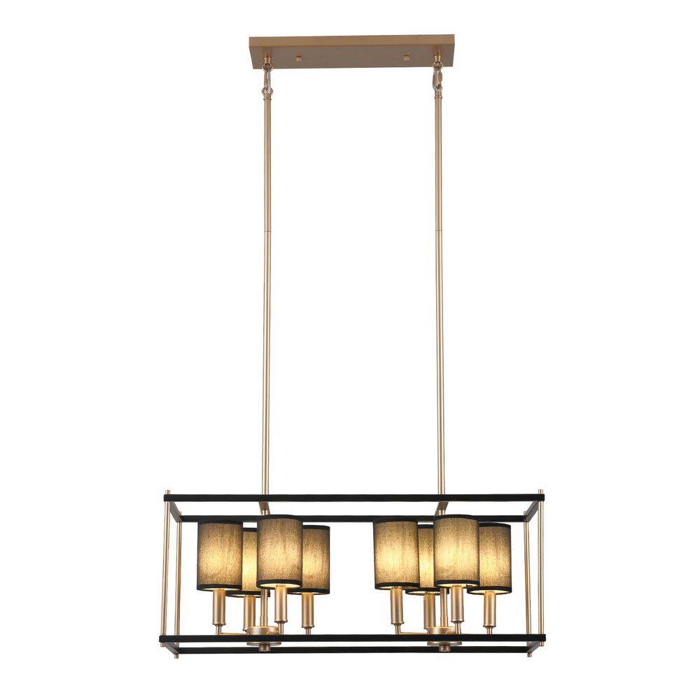 Elegant 8-Light Chandelier Gold with Fabric Shades Modern Chandelier ...