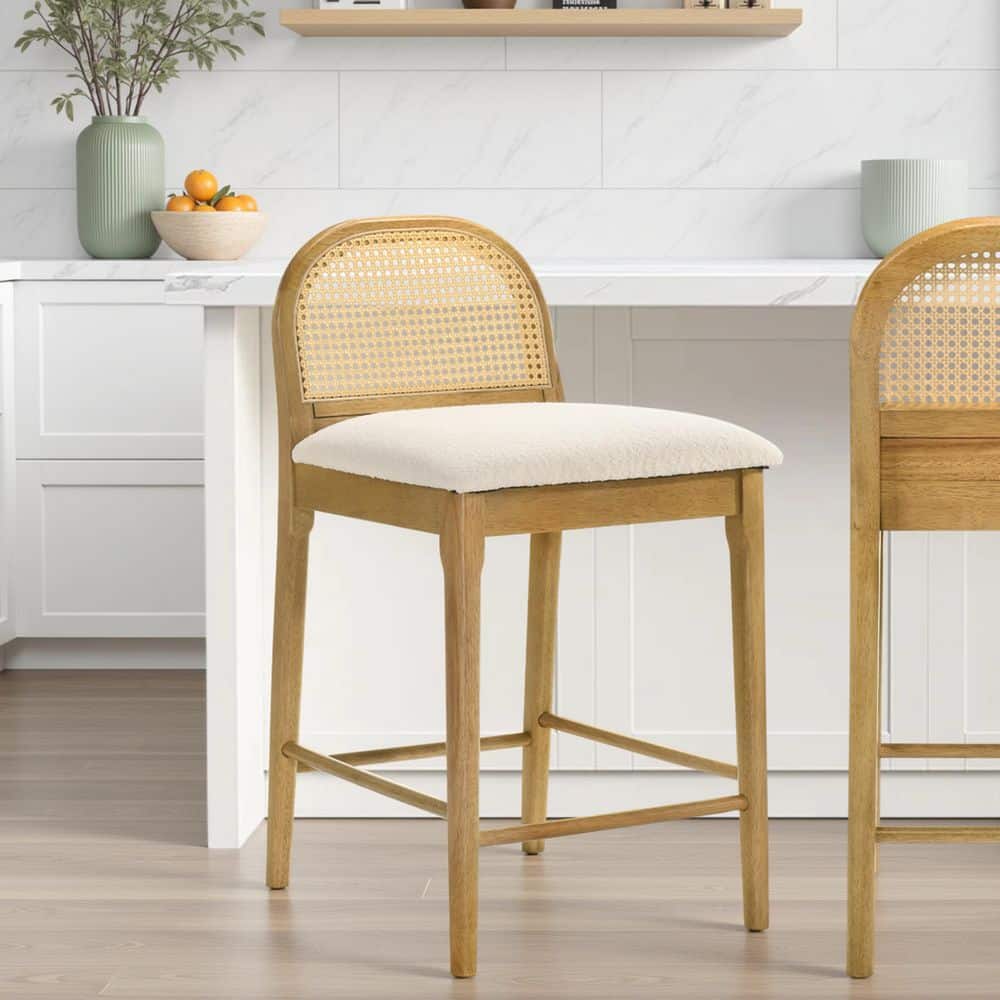 Armen Living Lucio 35 in. H Wood Counter Height Bar Stool in Amber Glow ...