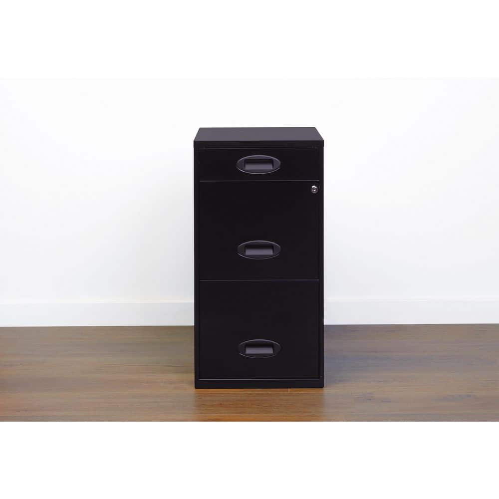 Space Solutions 18 in. D 3-Drawer Black Metal Letter Width 14.25 in. W ...