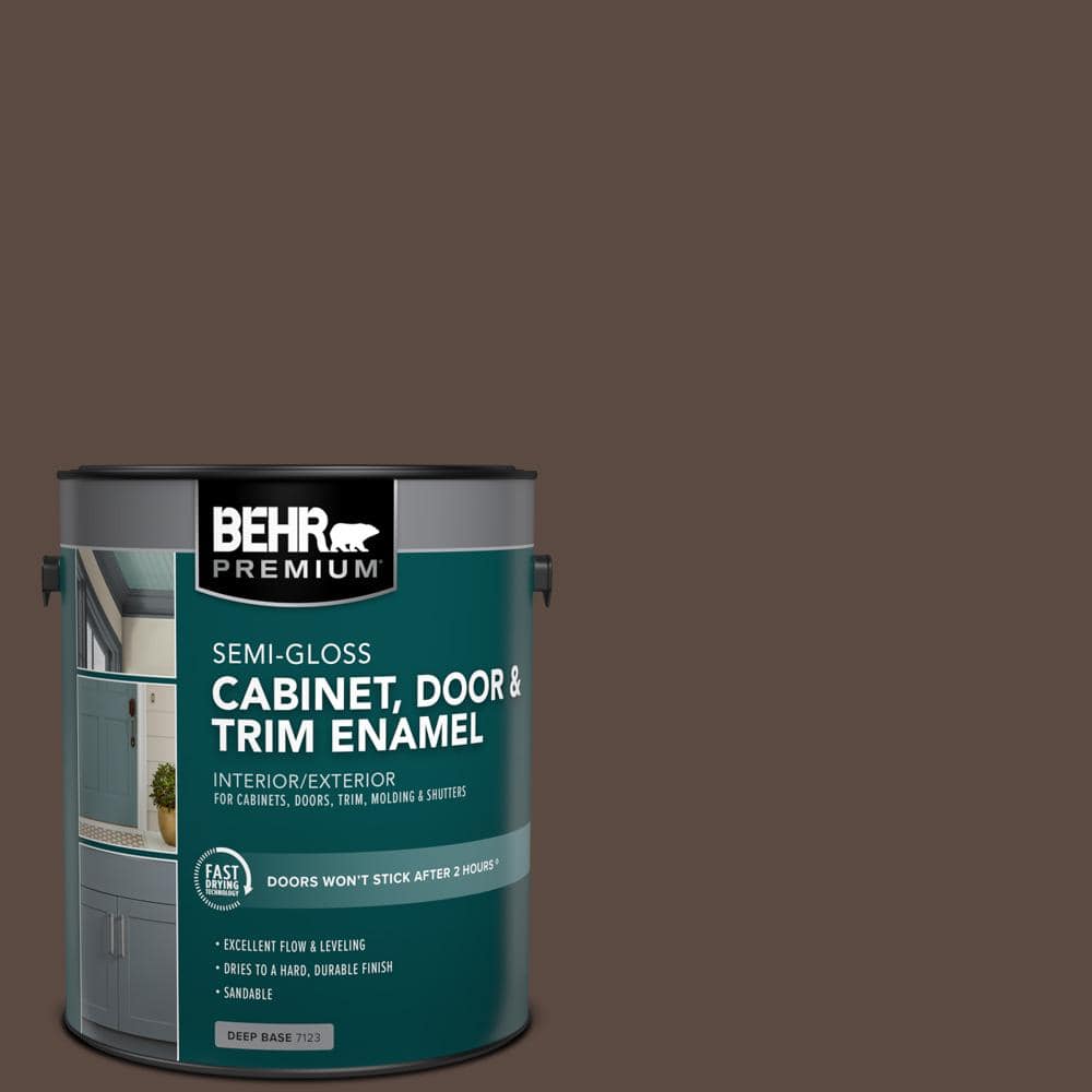 BEHR PREMIUM 1 gal. #SC-105 Padre Brown Semi-Gloss Enamel Interior ...