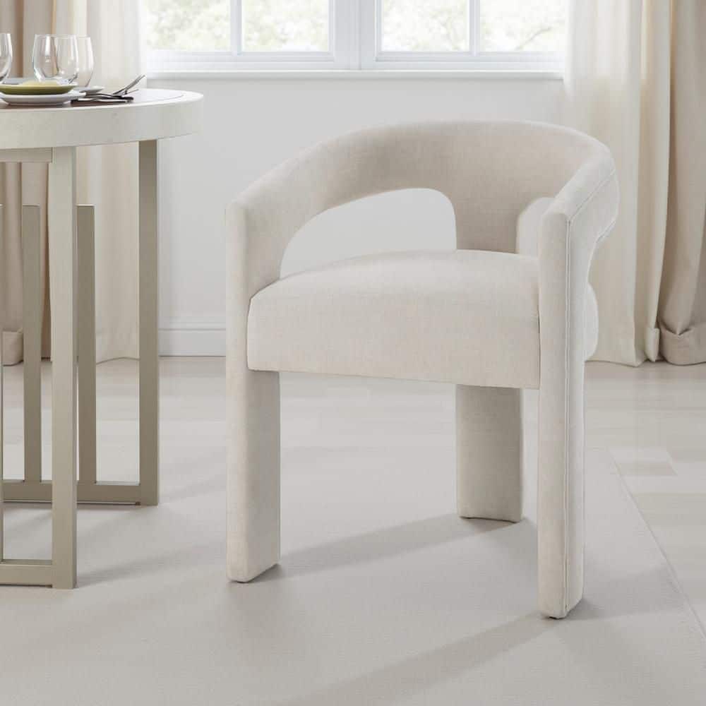 Benjara Gamo White Chenille Solid Back Dining Chair (Set of 2) BM333072 ...