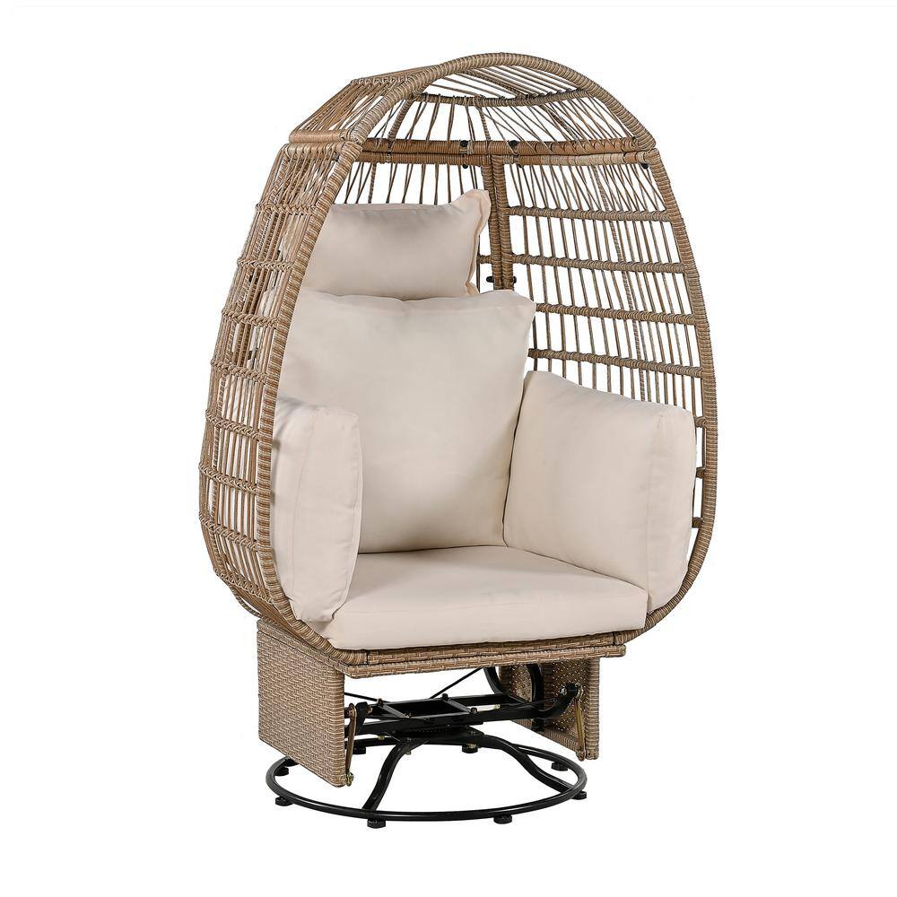 Cesicia Natural Wicker Outdoor Rocking Chair Rattan Egg Chair with ...