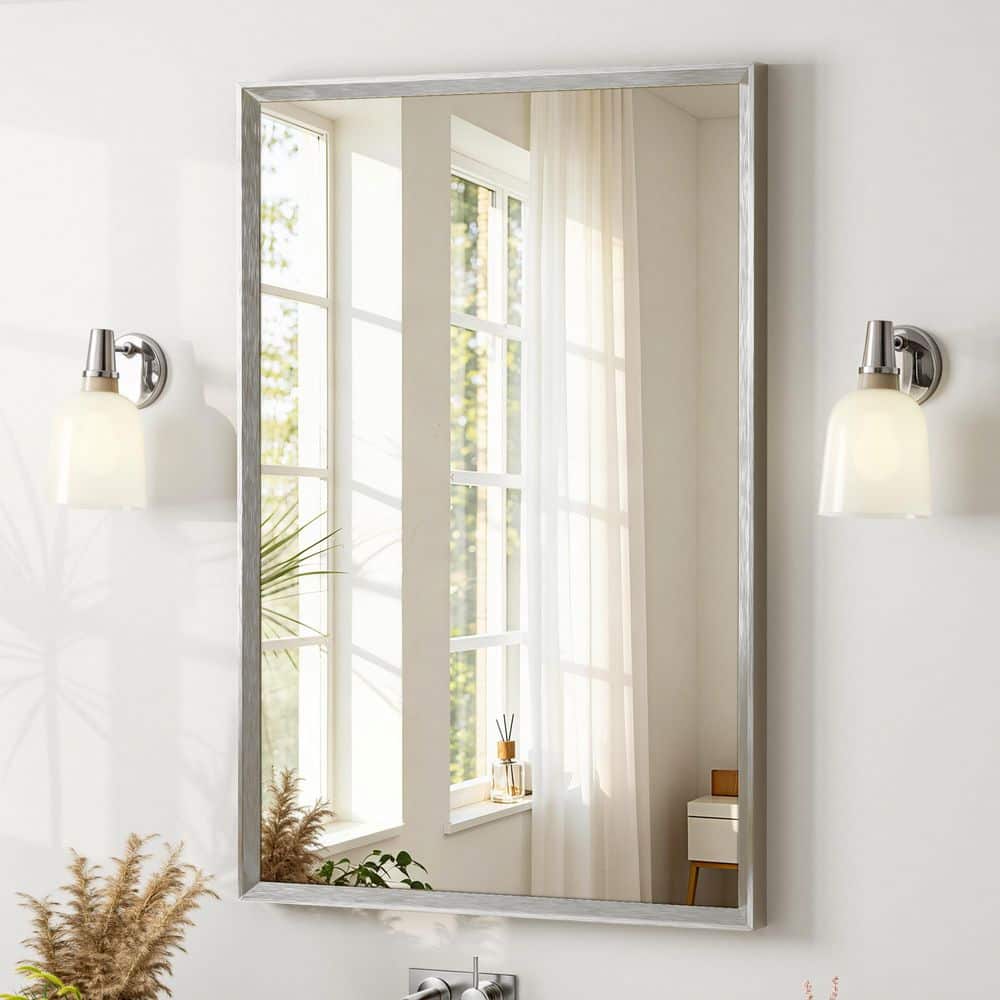 ACEGOSES 24 in. W x 36 in. H Modern Beveled Aluminum Frame Rectangular ...