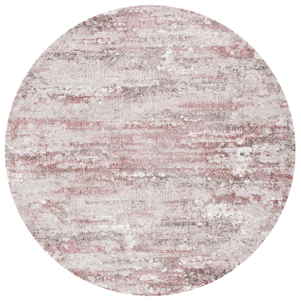 SAFAVIEH Meadow 10 ft. x 10 ft. Beige/Pink Distressed Abstract Round ...