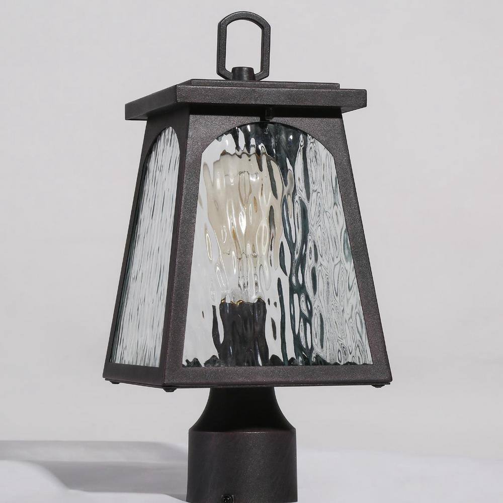 LNC 1-Light Rusty Bronze Metal Hardwired Outdoor Weather Resistant Post ...