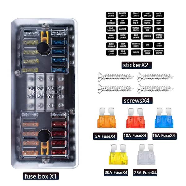 12V Power Distribution Holder Box Kit - 12V, 6 Gauge, Waterproof Power ...