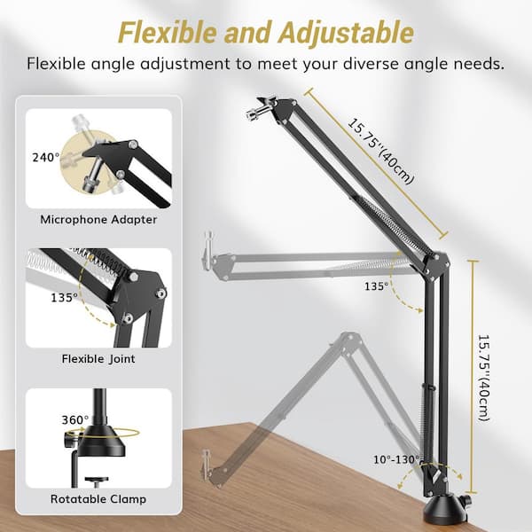 Vrbgify Adjustable Microphone Boom Arm/Stand Mic Arm for Recording ...