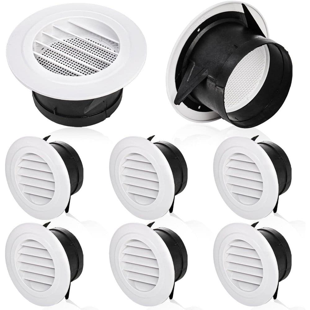 KIWDZFU 8-Pack Soffit Air Vent, 4 in. Round ABS Louver Vent Cover with ...
