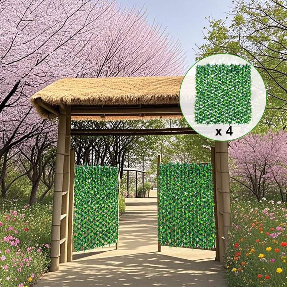 Wellco 118 x 39.4 in. Expandable Plastic Garden Fence Artificial Leaves ...