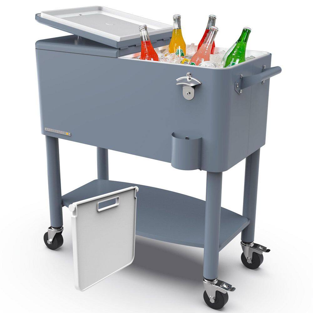 PERMASTEEL Party Cooler, 80-qt. Capacity, Divider Cooler, Rolling Ice ...
