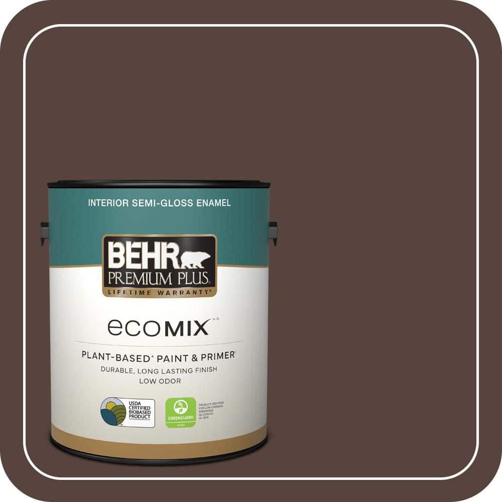 BEHR PREMIUM PLUS 1 gal. #PPF-51 Dark Walnut Semi-Gloss Enamel EcoMix ...