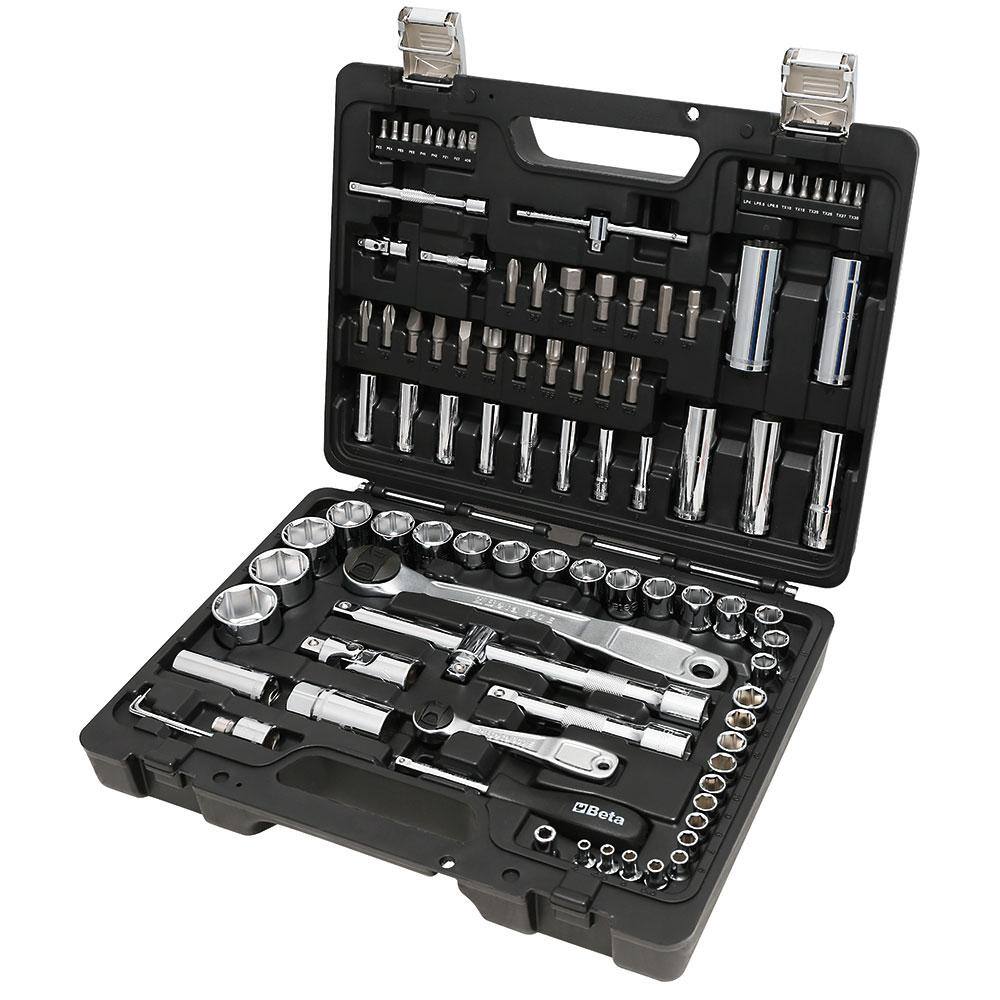 Beta 1/4 in. and 1/2 in. Drive Metric Socket Set with Ratchets, Bits ...