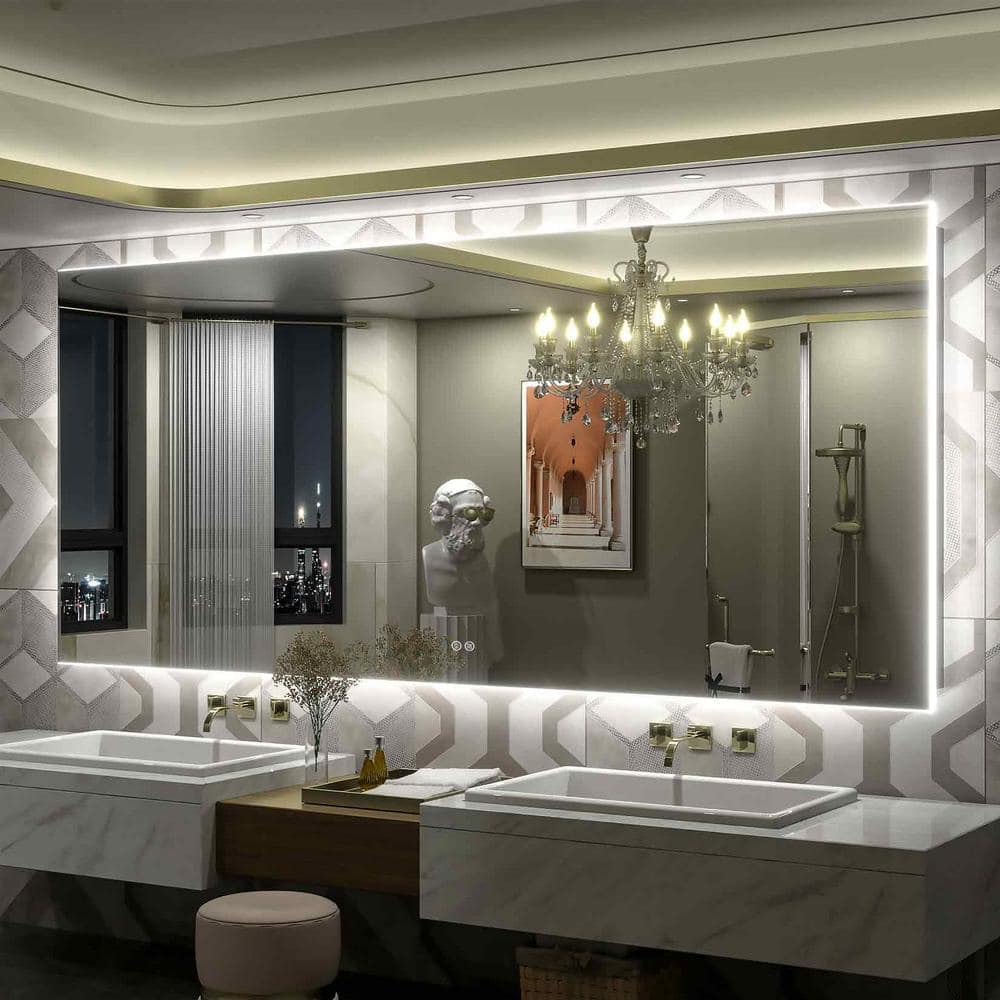 Apmir 88 in. W x 38 in. H Rectangular Frameless Super Bright Backlited ...