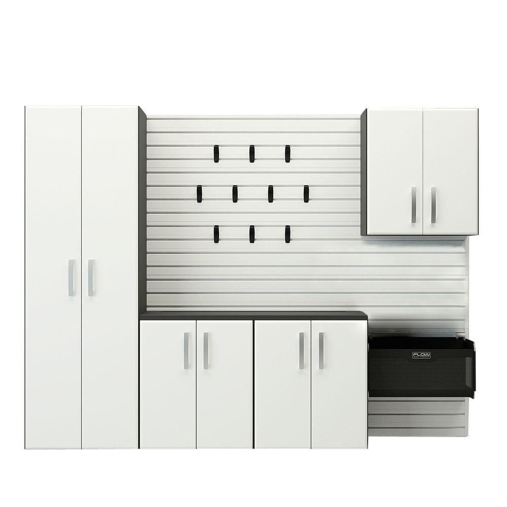 Flow Wall 5-Piece Composite Wall Mounted Garage Storage System in White ...