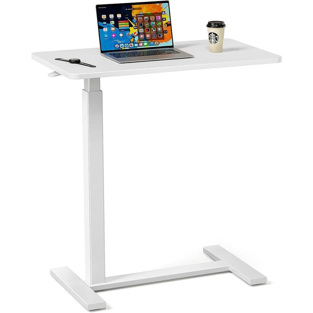 WONDER COMFORT 27.56 in. White Laptop Desk with Wheels, Adjustable ...
